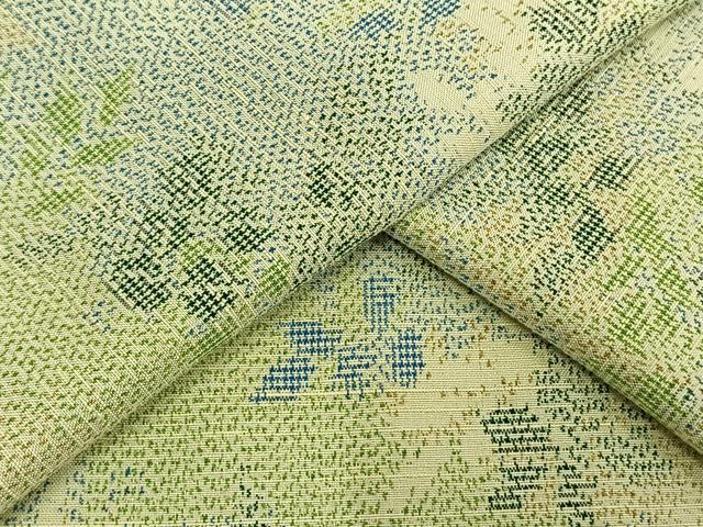 平和屋着物▽上質な紬　単衣　枝葉文　正絹　逸品　AAAV8482fy