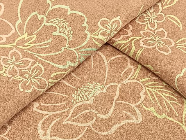 平和屋着物▽上質な小紋　単衣　草花文　正絹　逸品　AAAV8496fy