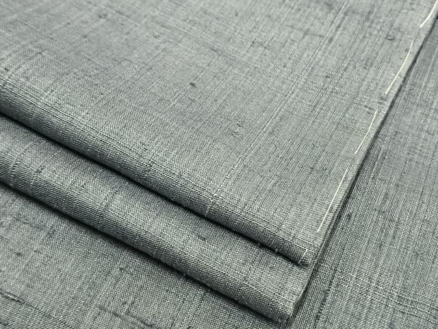 平和屋着物▽上質な紬 　単衣　 色無地　御召御納戸色　正絹　逸品　未使用　AAAV8517fy