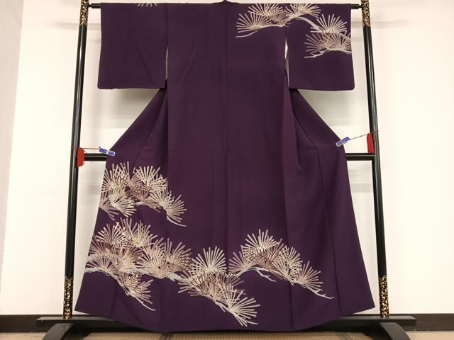 平和屋着物●訪問着　刺繍　松文　金銀糸　正絹　逸品　AAAV9028np