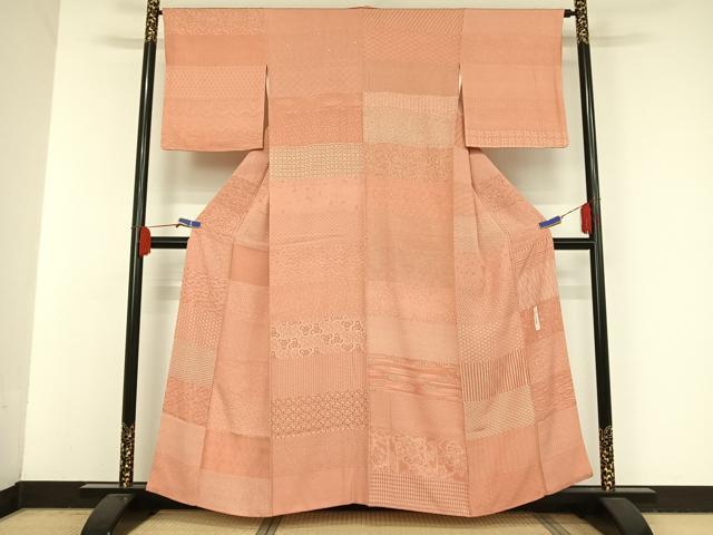 平和屋着物●人間国宝　初代 六谷梅軒(六谷紀久男)錐彫り　重要無形文化　財伊勢型紙　江戸小紋　百柄　正絹　逸品　AAAV9031np