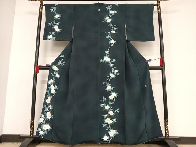 平和屋着物●十日町　加賀草木友禅の第一人者　田村哲彦　訪問着　枝花間道　暈し染め　鬼しぼ縮緬　正絹　逸品　AAAV9049np