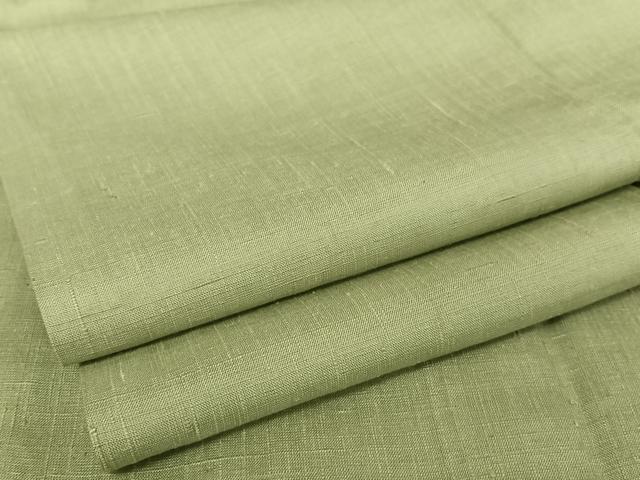平和屋着物●結城紬　色無地　裏葉柳色　正絹　逸品　AAAV9085np