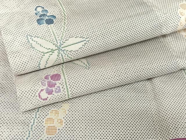 平和屋着物●本場大島紬　白大島　9マルキ　総絣　南天文　正絹　逸品　AAAV9097np