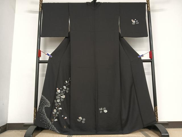 平和屋着物●訪問着　絞り　刺繍　枝花文　金糸　金彩　正絹　逸品　AAAV9108np