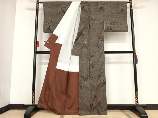 平和屋着物○本場大島紬 9マルキ 総絣 扇花文 正絹 逸品 AAAV9129np