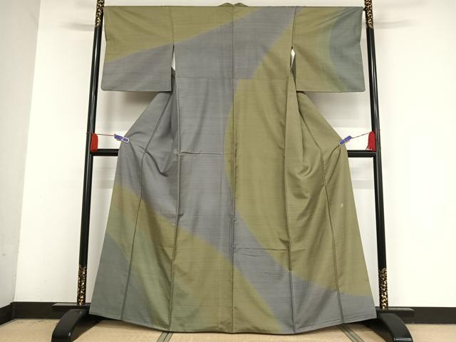 平和屋着物●石川県指定無形文化財　牛首紬　白山工房　手織り　訪問着　正絹　逸品　AAAV9144np
