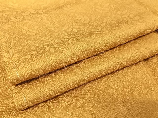 平和屋着物●上質な色無地　南天地紋　山吹茶色　正絹　逸品　未使用　AAAV9148np