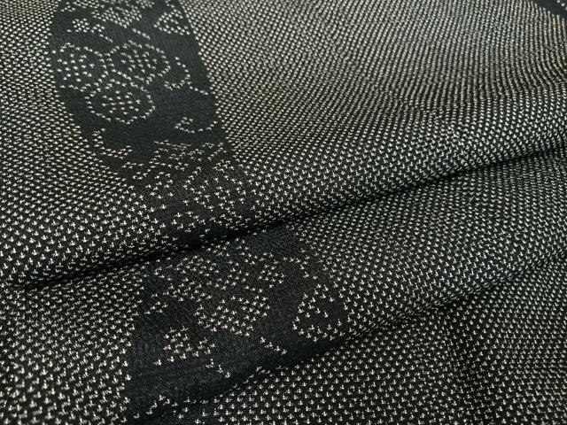 平和屋着物●本塩沢　立涌花文　正絹　逸品　AAAV9163np