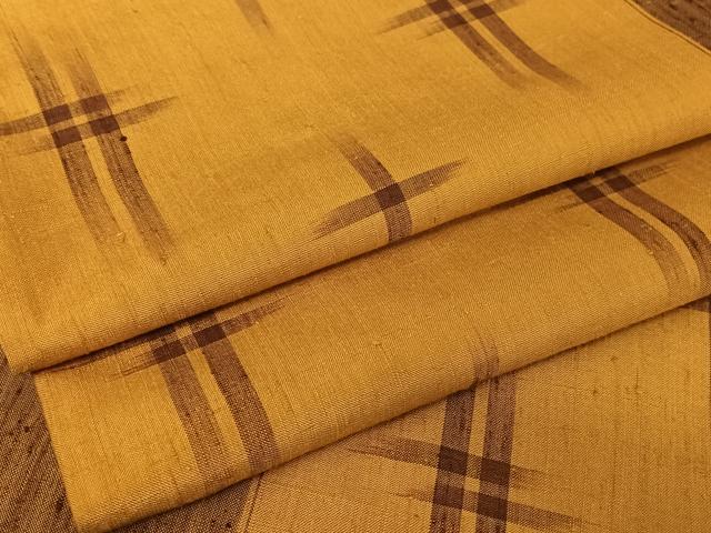 平和屋着物●上質な紬　琉球絣　残布80cm付き　正絹　逸品　AAAV9173np