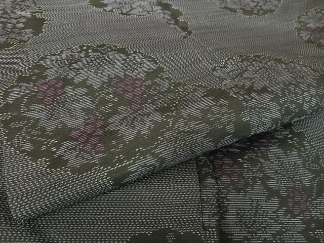 平和屋着物●本場大島紬　雪輪草花文　正絹　逸品　未使用　AAAV9182np