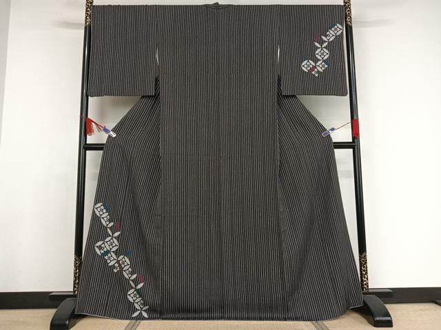 平和屋着物●訪問着　花七宝　縞　やまと誂製　正絹　逸品　AAAV9191np