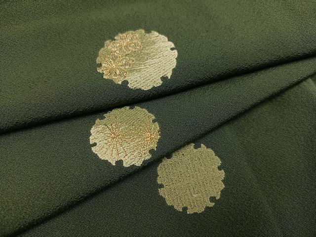 平和屋着物●上質な小紋　刺繍　雪輪花文　金糸　正絹　逸品　AAAV9408ph