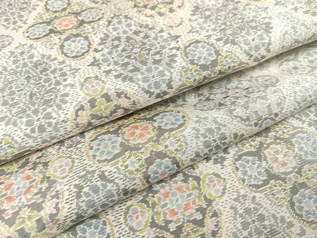 平和屋着物●本場大島紬　白大島　緯総絣　花菱文　正絹　逸品　AAAV9415ph