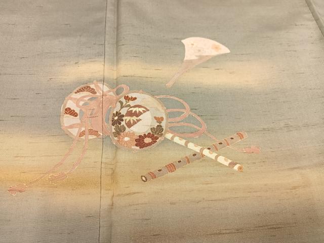 平和屋着物○訪問着 作家物 楽器文 暈し染め 金彩 正絹 逸品