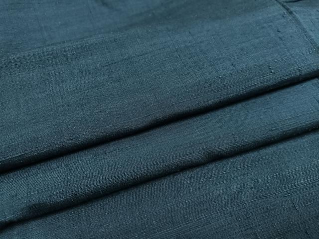 平和屋着物●男性　紬　色無地　青藍色　正絹　逸品　AAAW0007ph