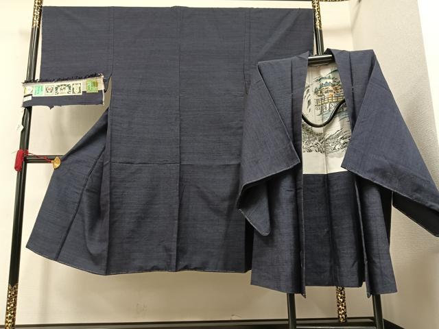 平和屋着物●男性　結城紬　奥順　はたおり娘　アンサンブル　杢　正絹　逸品　未使用　AAAW0021ph