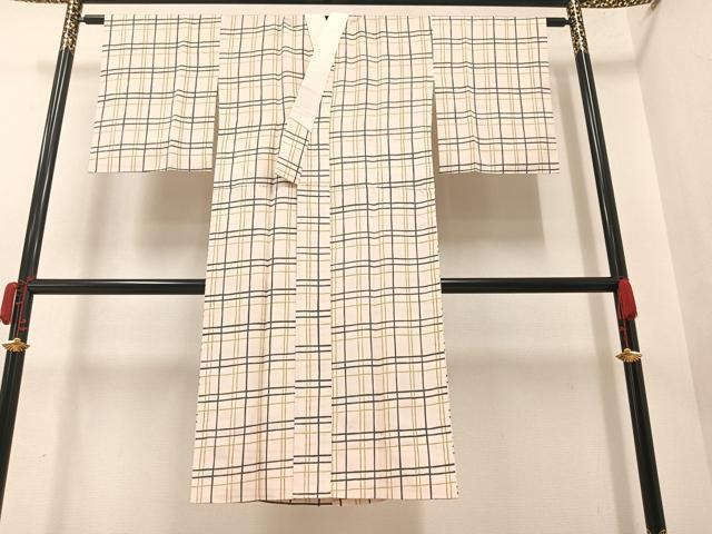 平和屋着物●長襦袢　無双仕立て　格子　正絹　逸品　AAAW0036ph