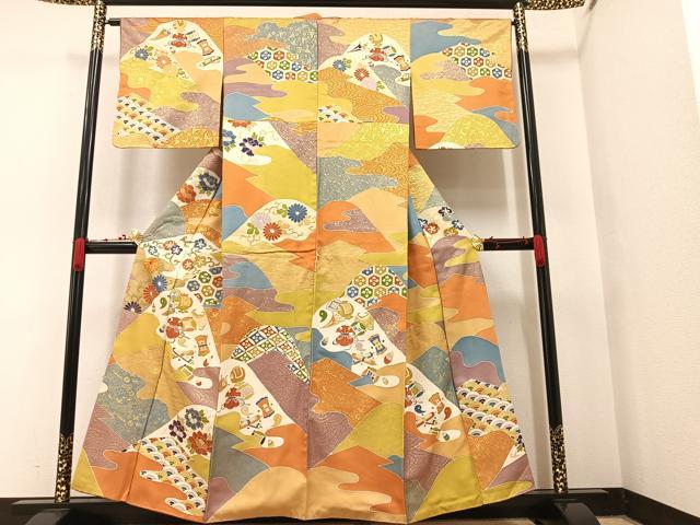 平和屋着物●訪問着　駒刺繍　吉祥花宝尽くし　金彩　正絹　逸品　AAAW0055ph