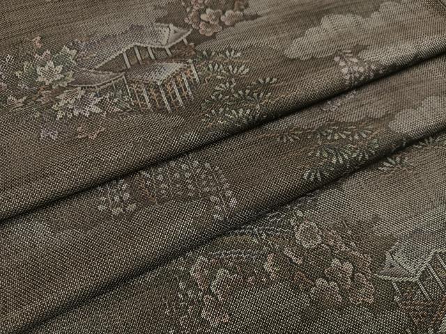 平和屋着物●本場大島紬　9マルキ　松竹梅　草花文　正絹　逸品　AAAW0065ph