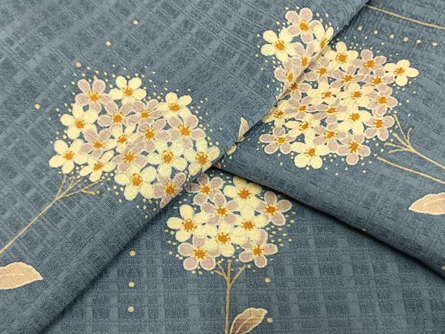 平和屋着物▽上質な小紋　単衣　草花文　正絹　逸品　AAAW1243fy