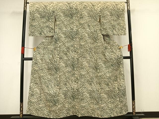 平和屋着物▽訪問着　単衣　型染め　芝草文　三越扱い　正絹　逸品　AAAW1248fy