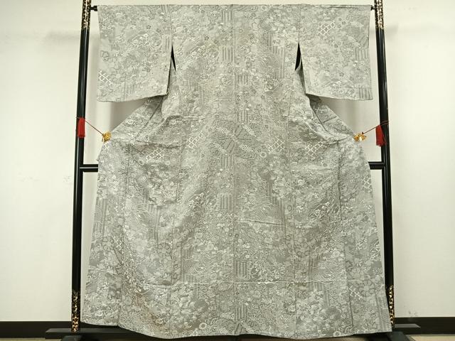 平和屋着物○上質な紬 花織 縞 正絹 逸品 未使用 CAAR8179vf