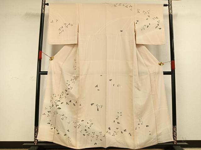 平和屋着物▽訪問着　単衣　刺繍　中国三大刺繍　相良刺繍　草花文　金糸　正絹　逸品　AAAW1348fy