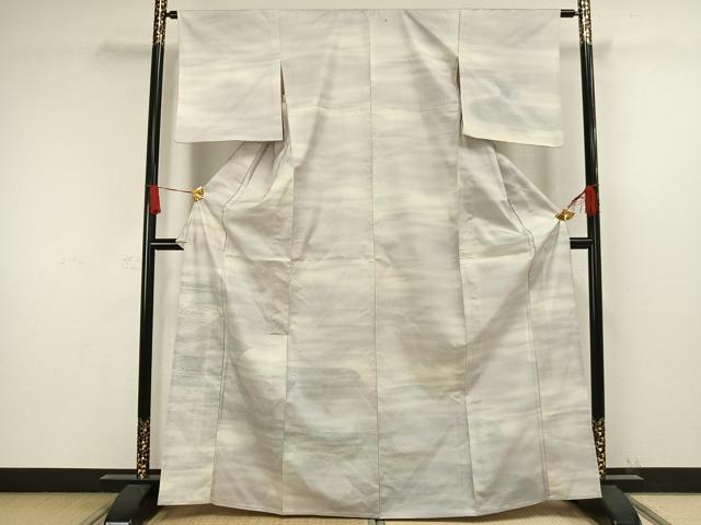 平和屋着物▽訪問着　単衣　紬地　霞文　正絹　逸品　AAAW1352fy
