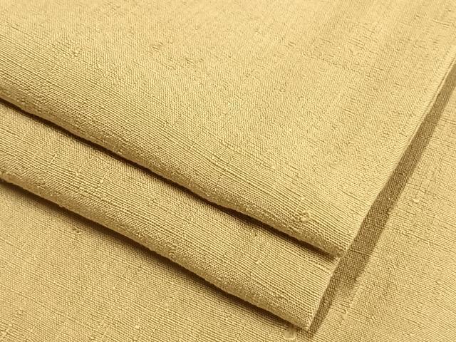 平和屋着物▽上質な紬　単衣　色無地　枯色　正絹　逸品　AAAW1355fy