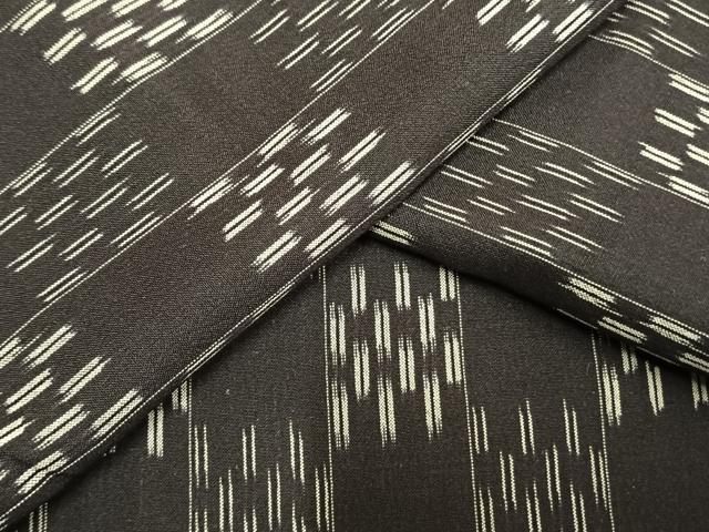 平和屋着物▽上質な紬　単衣　市松文様　正絹　逸品　AAAW1371fy