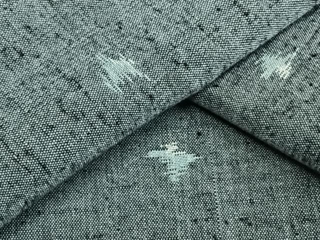 平和屋着物▽上質な紬　単衣　幾何学文様　正絹　逸品　AAAW1378fy