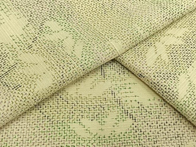 平和屋着物▽上質な紬　単衣　枝葉文　正絹　逸品　AAAW1382fy