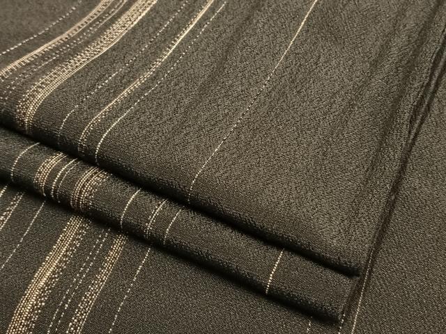 平和屋着物▽上質な紬　単衣　縞　さが美扱い　正絹　逸品　AAAW1396fy