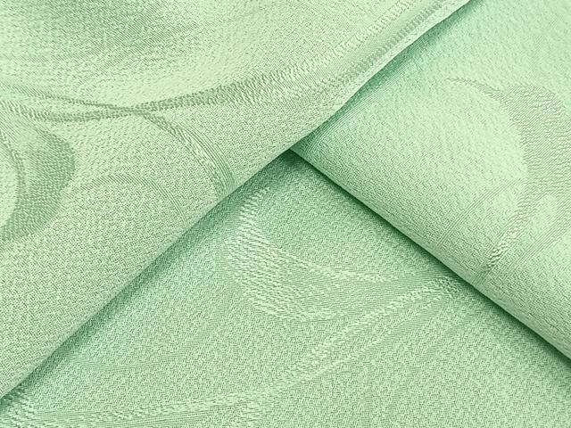 平和屋着物▽上質な色無地　単衣　唐草地紋　青竹色　正絹　逸品　AAAW1426fy