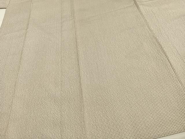 平和屋着物▽上質なお召 単衣 ふくれ織 縞 正絹 逸品 AAAW1429fy