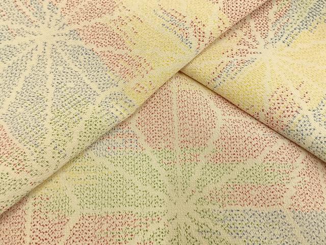 平和屋着物▽お召　単衣　麻の葉文様　正絹　逸品　未使用　AAAW1442fy