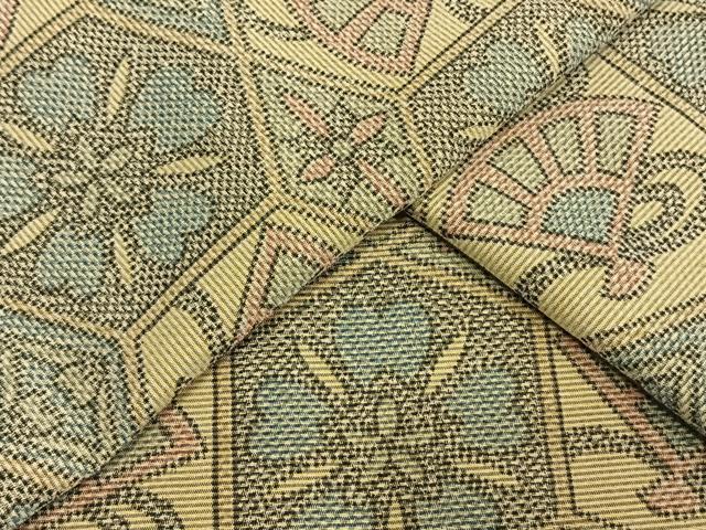 平和屋着物▽上質な紬　単衣　亀甲花文　正絹　逸品　AAAW1459fy