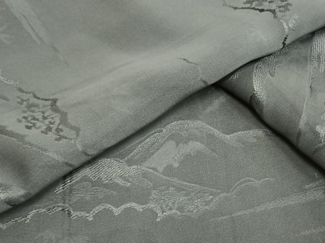 平和屋着物▽上質な色無地　単衣　風景地紋　湊鼠色　正絹　逸品　未使用　AAAW1528fy