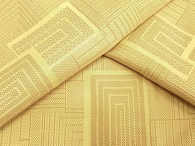 平和屋着物▽上質な紬　単衣　幾何学文様　正絹　逸品　AAAW1532fy