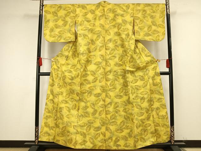 平和屋着物▽本場染大島紬 単衣 舞葉文 暈し染め 正絹