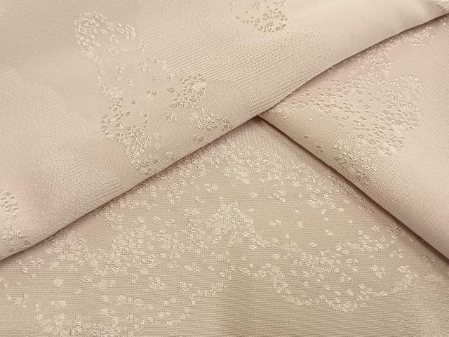 平和屋着物▽上質な色無地　単衣　雲取り地紋　薄桜色　正絹　逸品　AAAW1561fy