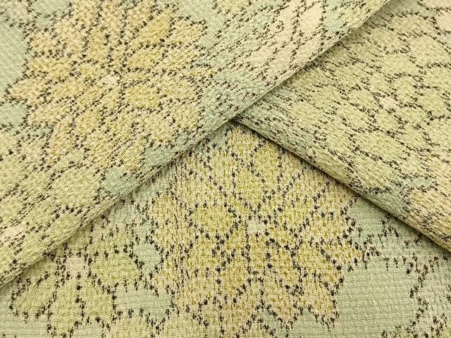 平和屋着物▽お召　単衣　花づくし　正絹　逸品　AAAW1579fy