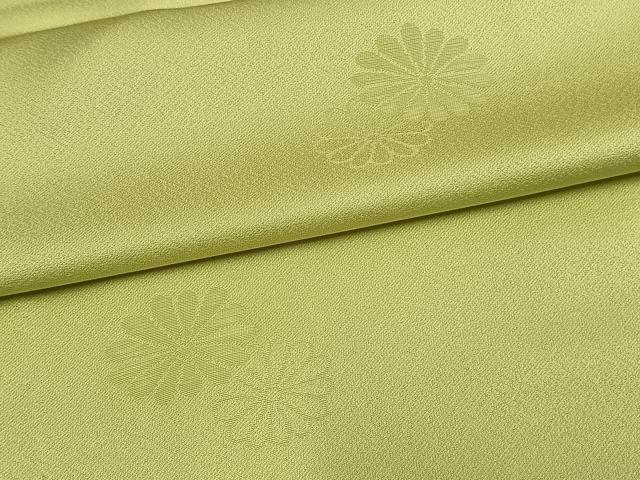 平和屋着物▽上質な色無地 単衣 舞花文 若芽色 正絹 逸品