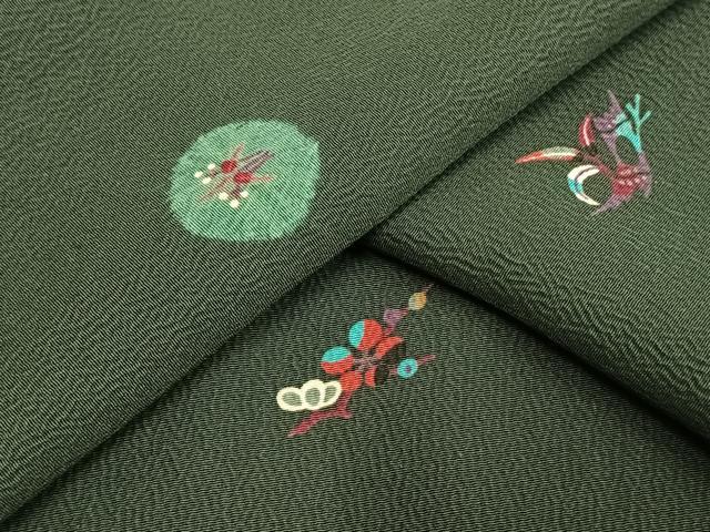 平和屋着物▽上質な小紋　単衣　絞り　花丸文　正絹　逸品　AAAW1582fy