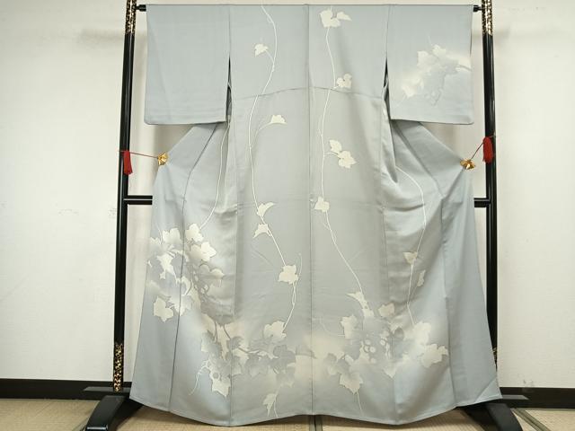 平和屋着物▽訪問着　単衣　蔦の葉文　暈し染め　正絹　逸品　AAAW1585fy