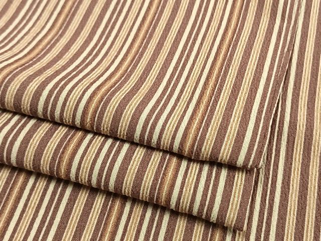 平和屋着物▽上質な小紋　単衣　縞　正絹　逸品　AAAW1606fy