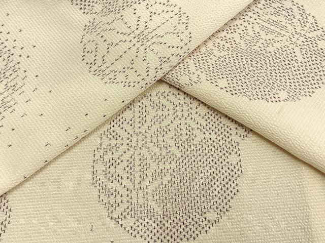 平和屋着物▽本塩沢　単衣　丸文　正絹　逸品　AAAW1637fy