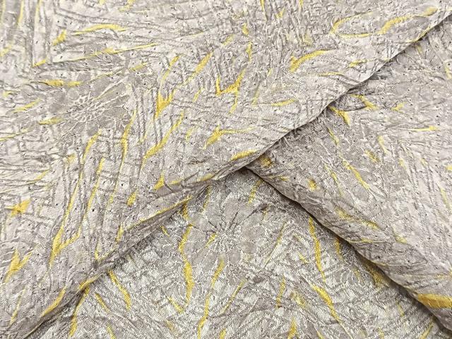 平和屋着物▽名門　藤娘きぬたや・木目絞り　小紋　単衣　草花文　正絹　逸品　AAAW1678fy