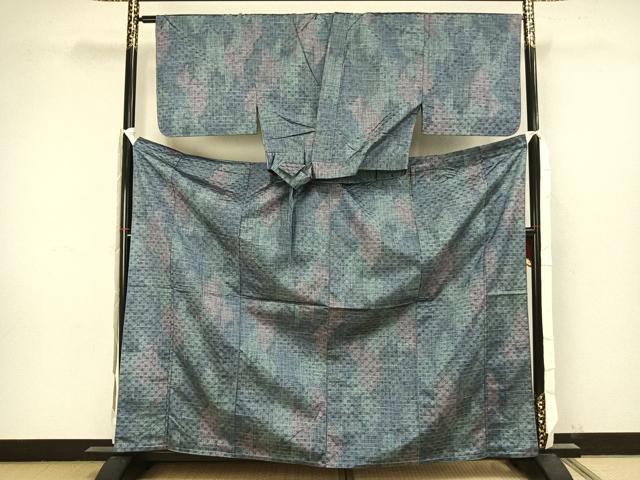 平和屋着物▽紬　単衣　二部式　花織　花づくし　正絹　逸品　未使用　AAAW1720fy